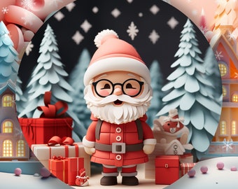 3D Santa Claus Christmas Ornament Sublimation PNG, 300 Dpi, Instant ...