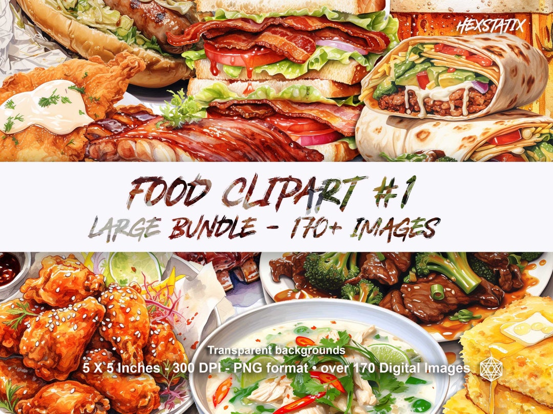 Food Clipart Bundle PNG Designs, Watercolor Food Clipart PNG Images ...
