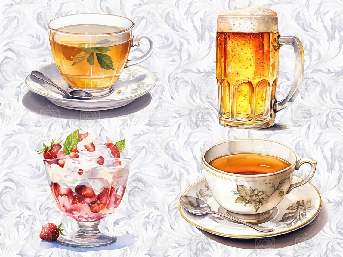 English Food Clipart, British Cuisine Clipart, Watercolor Food Clip Art ...