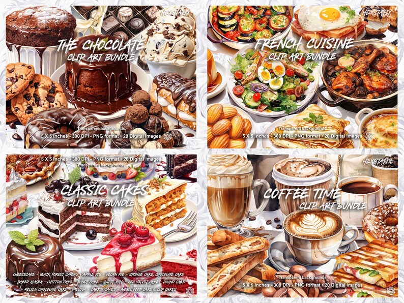 Food Clipart Bundle PNG Designs, Watercolor Food Clipart PNG Images ...