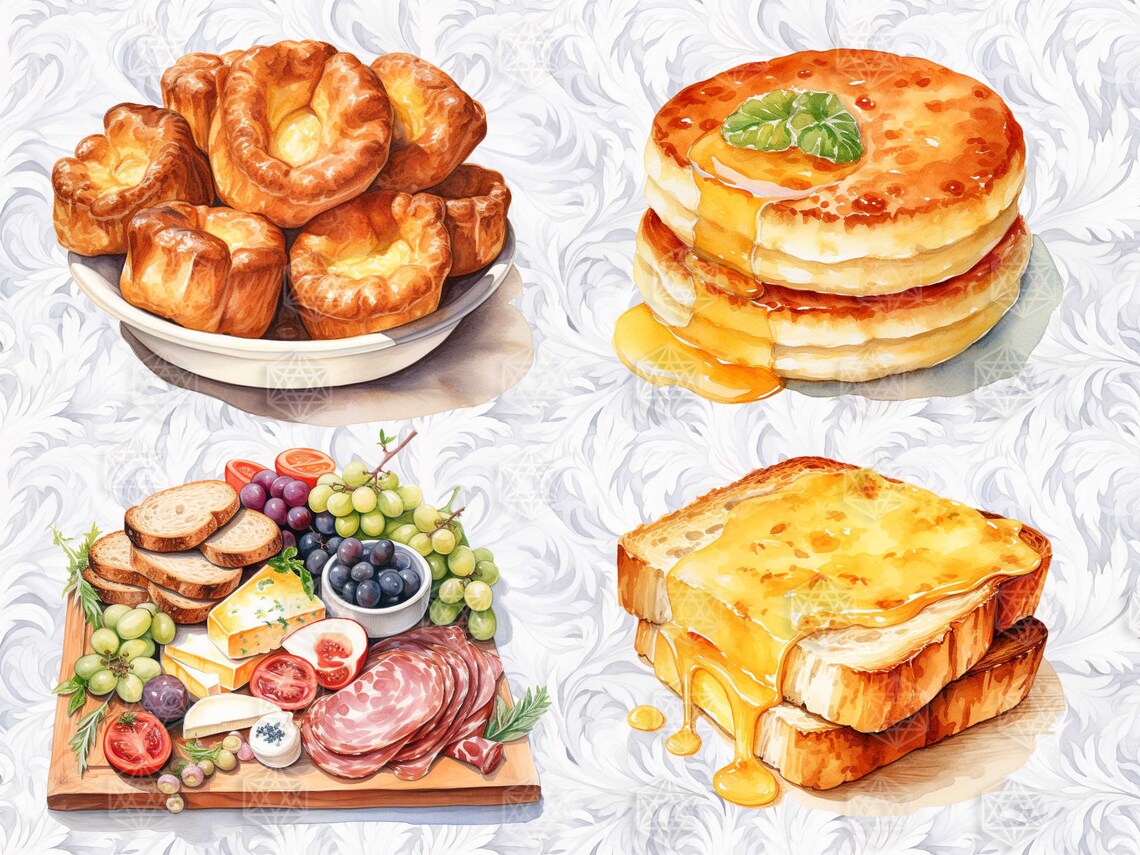 English Food Clipart, British Cuisine Clipart, Watercolor Food Clip Art ...