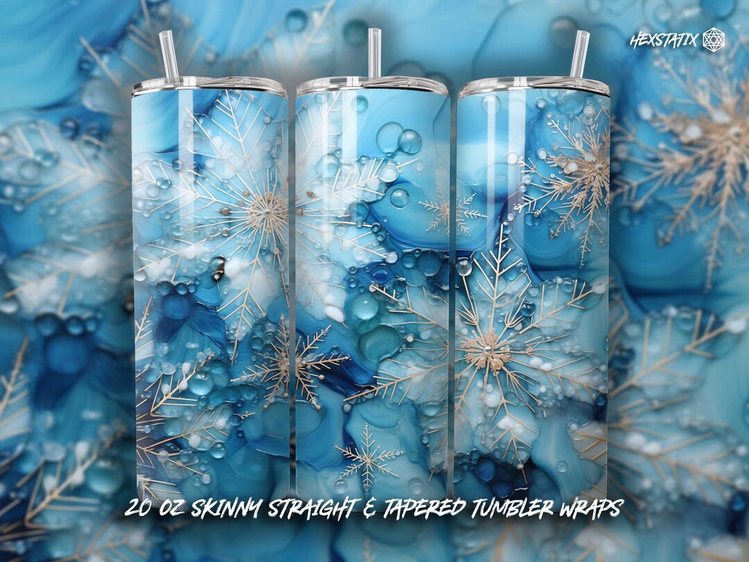 Alcohol Ink Art Snowflake Tumbler Sublimation PNG, Xmas Tumbler Wrap ...