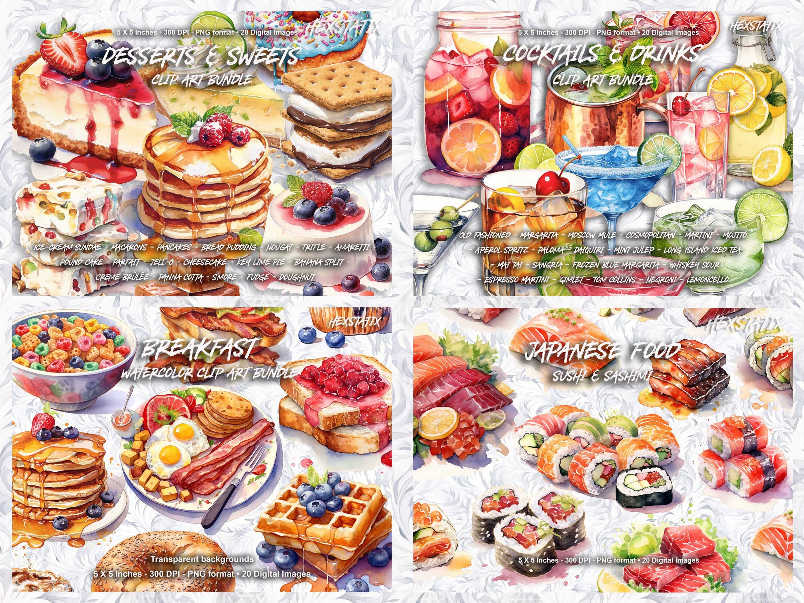 Food Clipart Bundle PNG Designs, Watercolor Food Clipart PNG Images ...