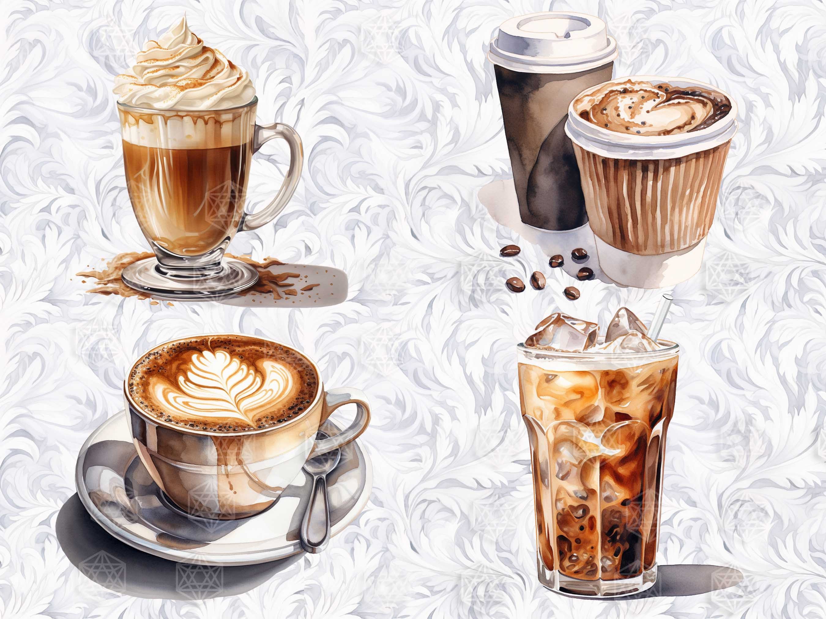 Watercolor Coffee Clipart, Coffee Drinks Clipart, Coffee Machines ...