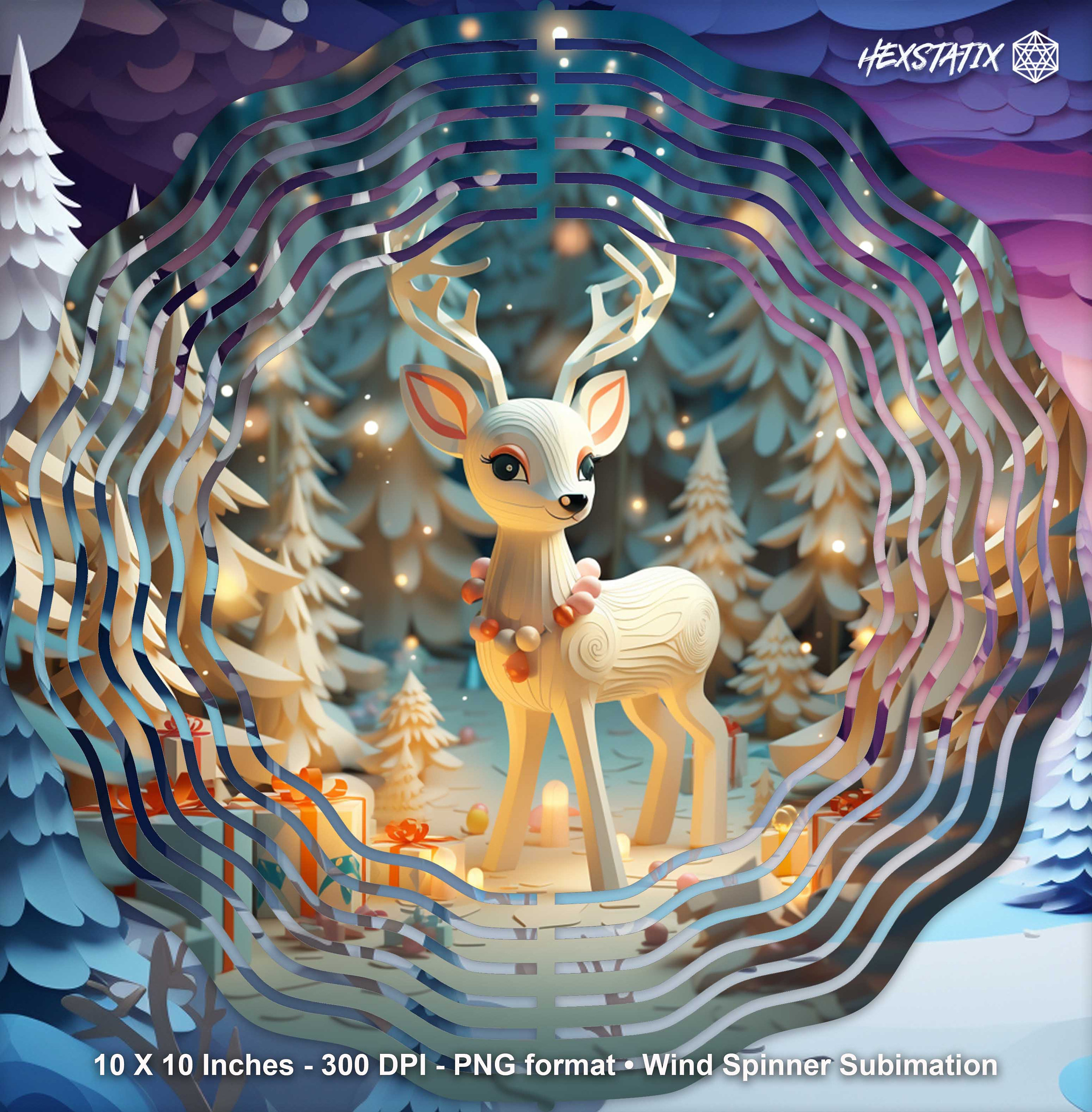 3D Christmas Reindeer Wind Spinner Sublimation PNG Ornament, Instant ...