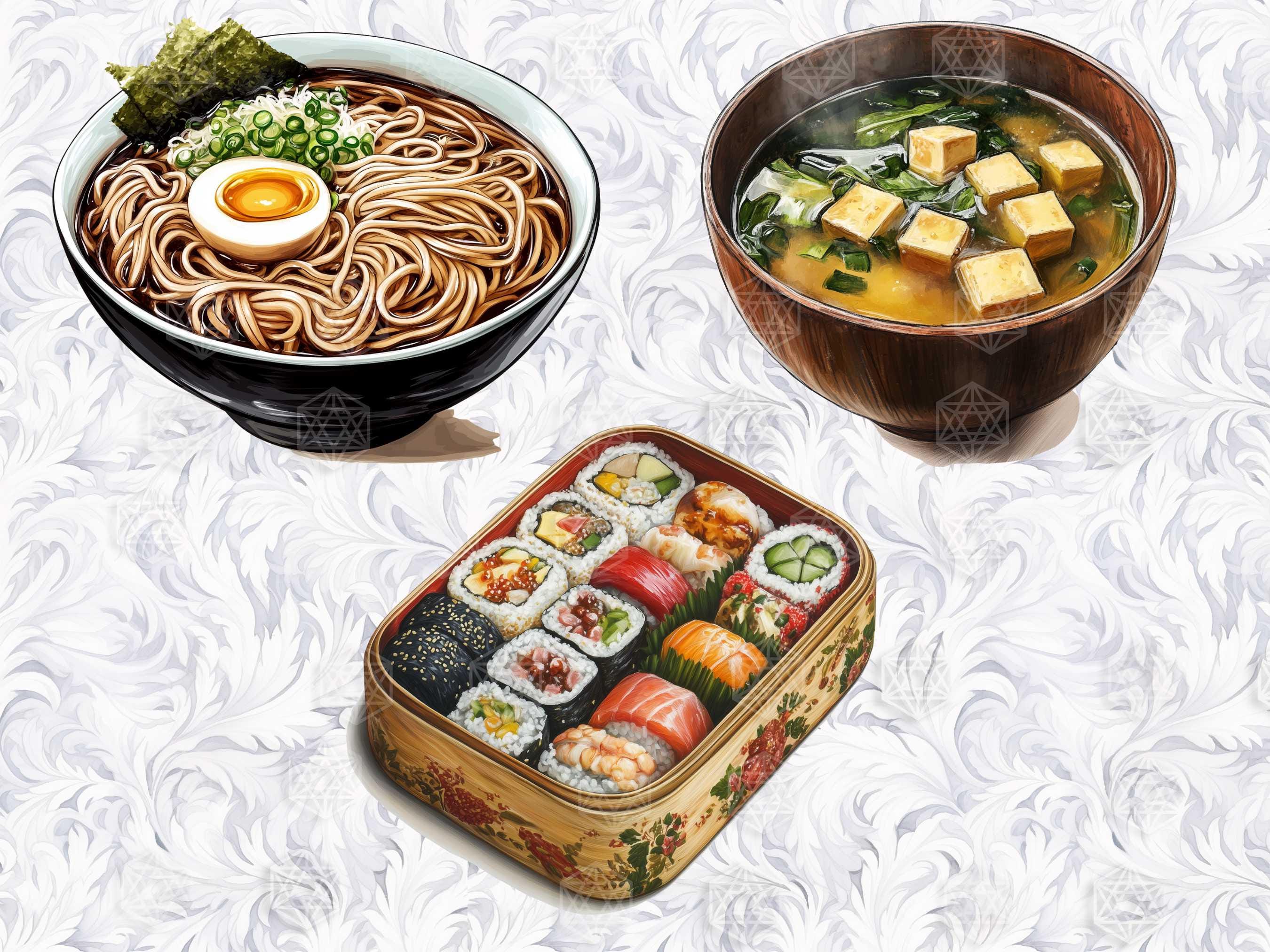 Japanese Food Clipart, Watercolor Food Clip Art, Food PNG, Watercolor ...