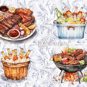 BBQ Clipart, Barbecue Watercolour Clip Art, Watercolor Food Images ...