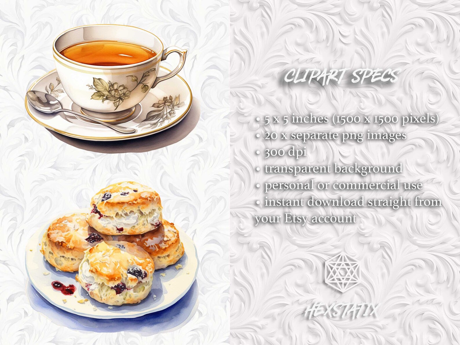 English Food Clipart, British Cuisine Clipart, Watercolor Food Clip Art ...