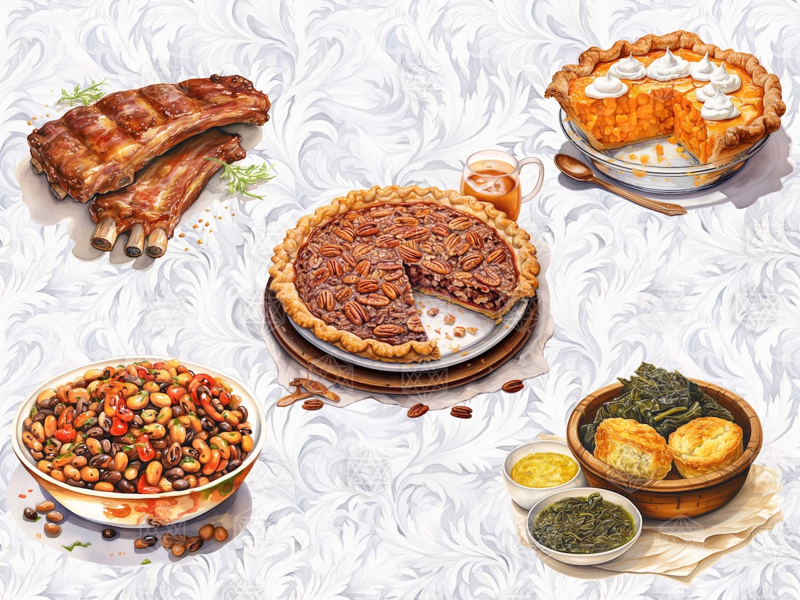 Soul Food Clipart, Watercolor Food Clip Art, Food PNG, Watercolor Food ...