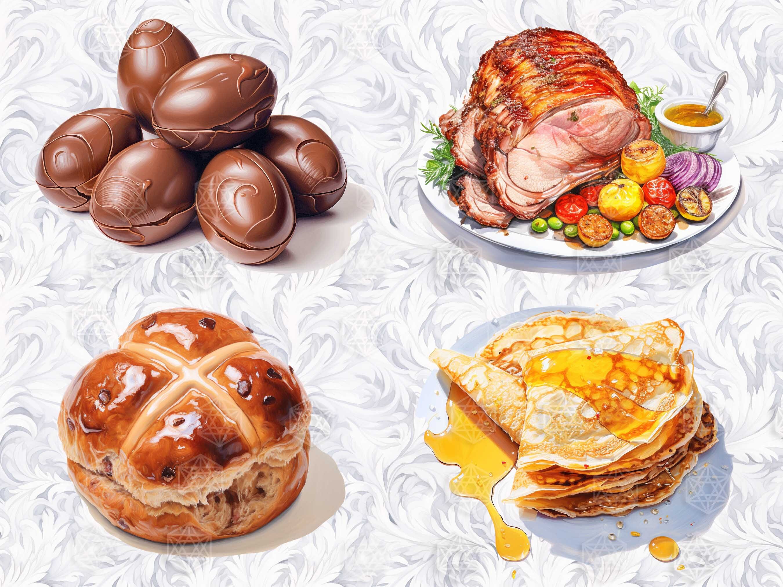 Easter Food Clipart, Watercolor Food Clip Art, Easter Food PNG, Holiday ...