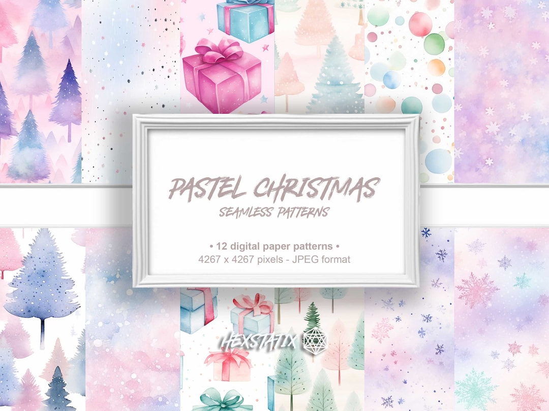 Pastel Digital Paper PNG, Pastel Christmas Digital Paper, Seamless ...