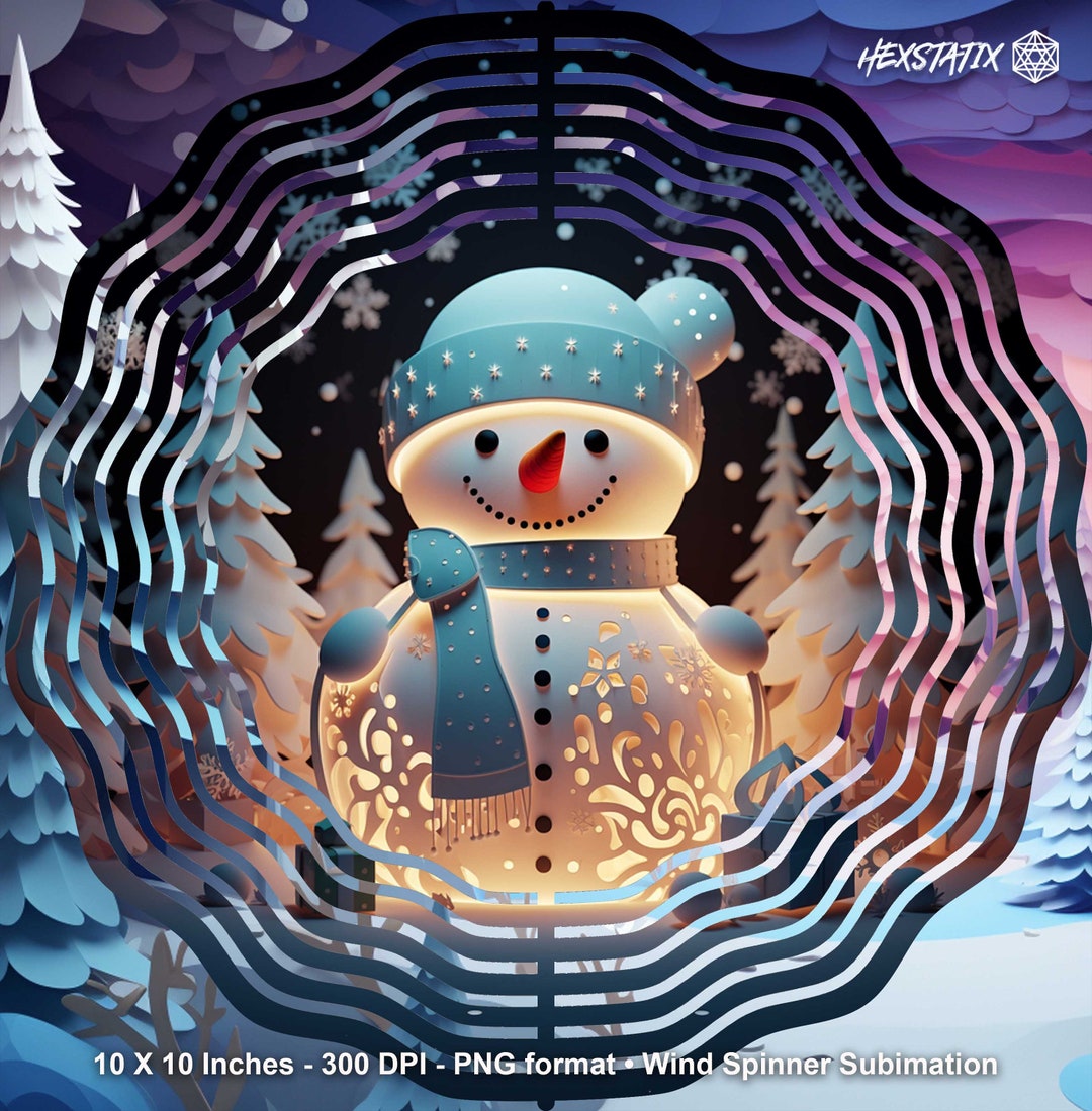 3D Snowman Christmas Wind Spinner Sublimation PNG Ornament, Instant ...