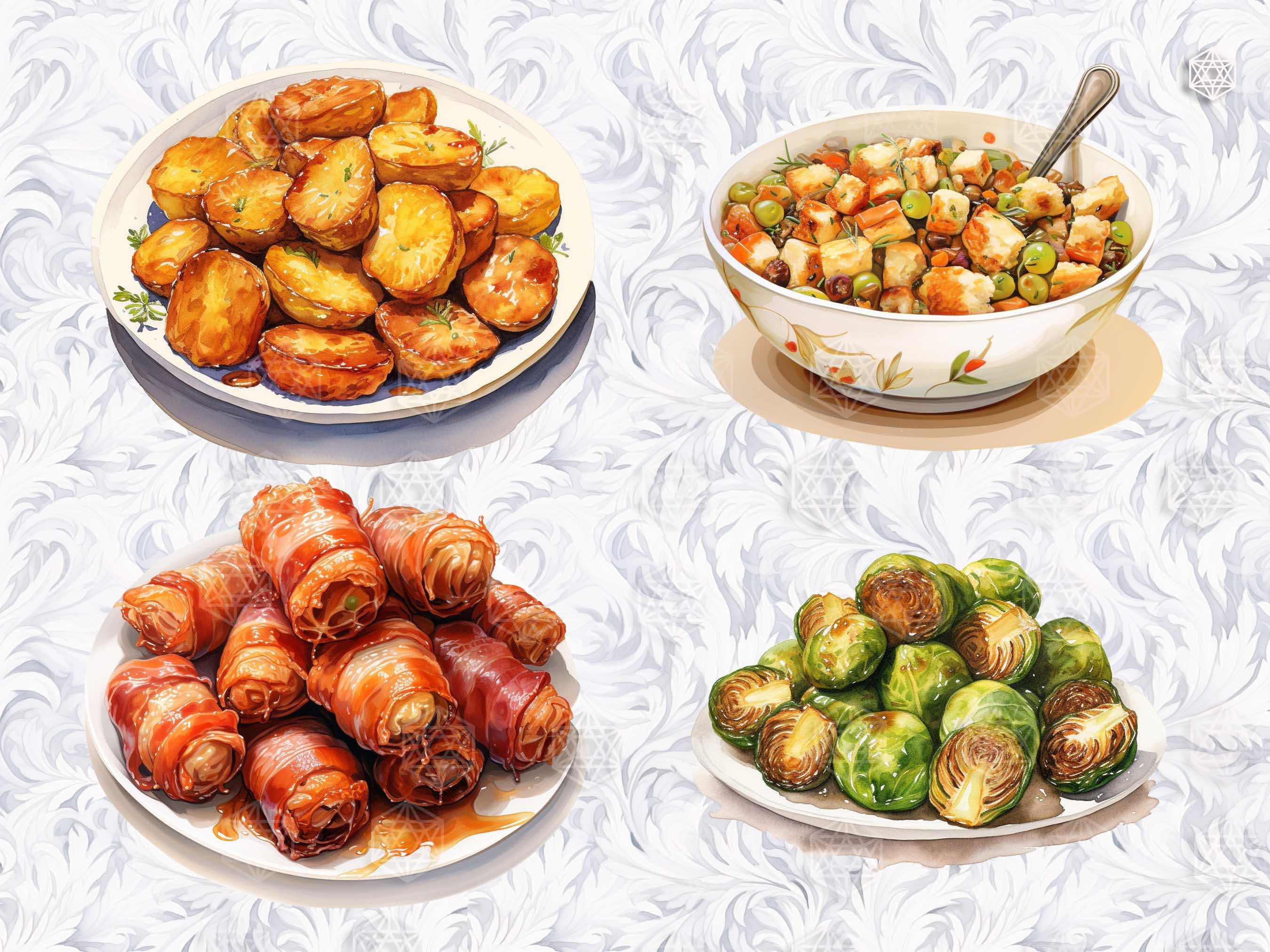 Christmas Food Clipart, Watercolor Food Clip Art, Winter Food PNG, Xmas ...