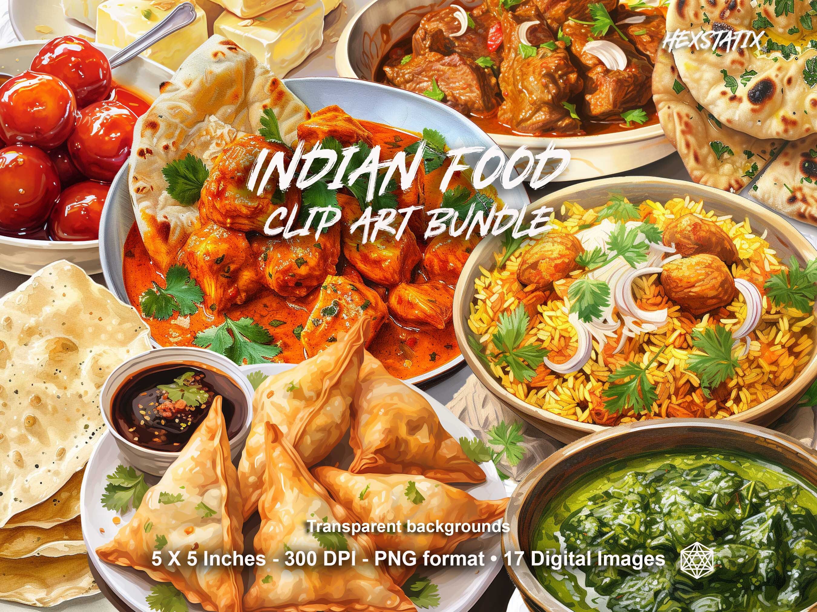 Indian Food Clipart, Watercolor Food Clip Art, Food PNG Designs ...