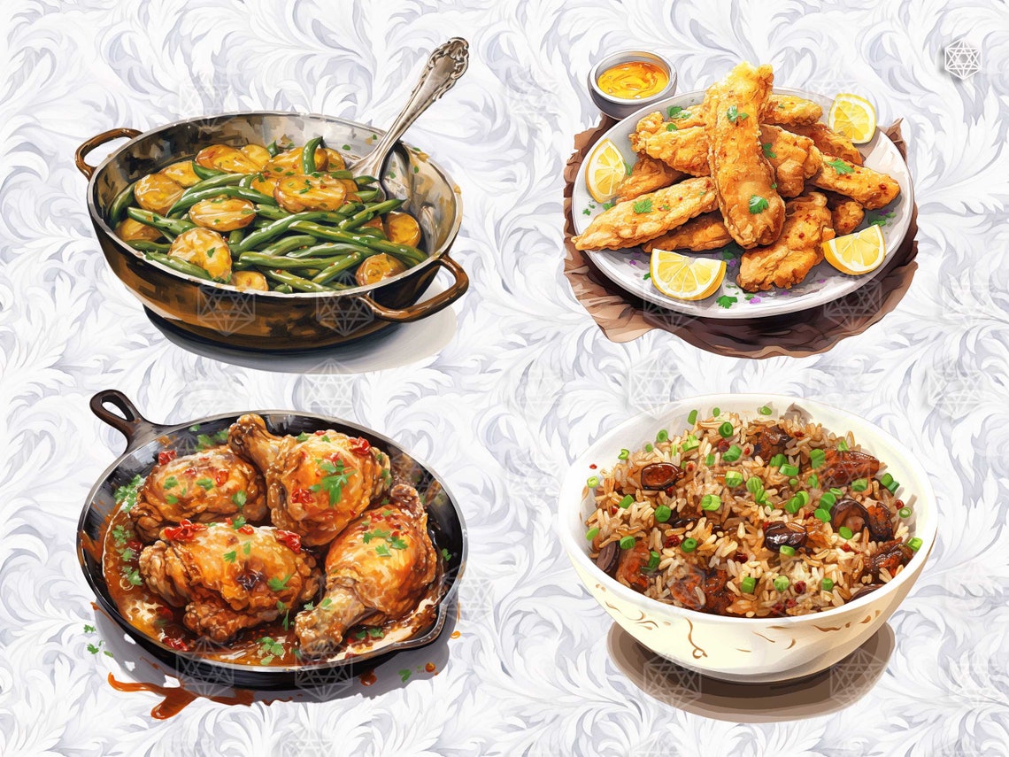 Soul Food Clipart, Watercolor Food Clip Art, Food PNG, Watercolor Food ...