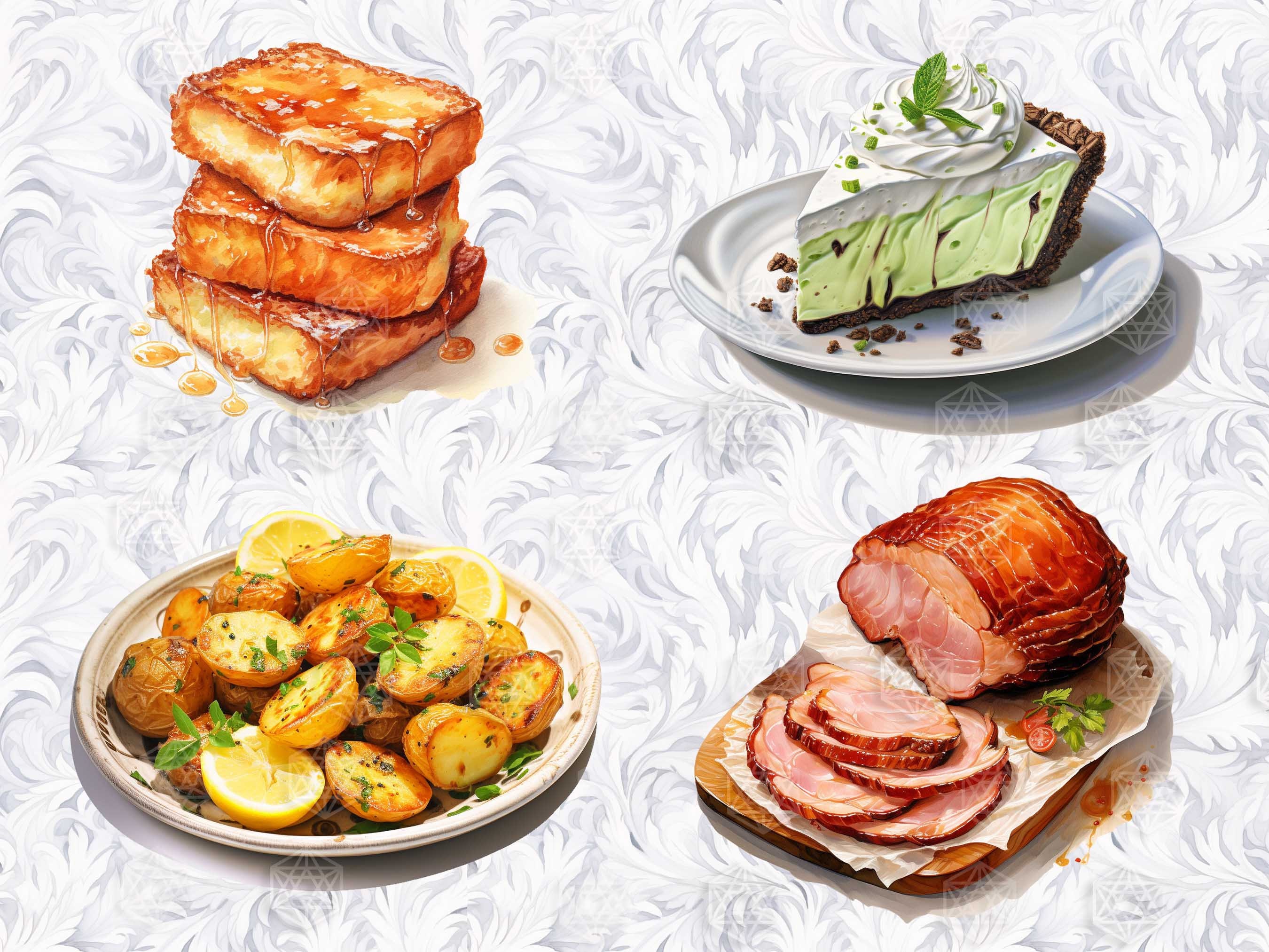 Easter Food Clipart, Watercolor Food Clip Art, Easter Food PNG, Holiday ...