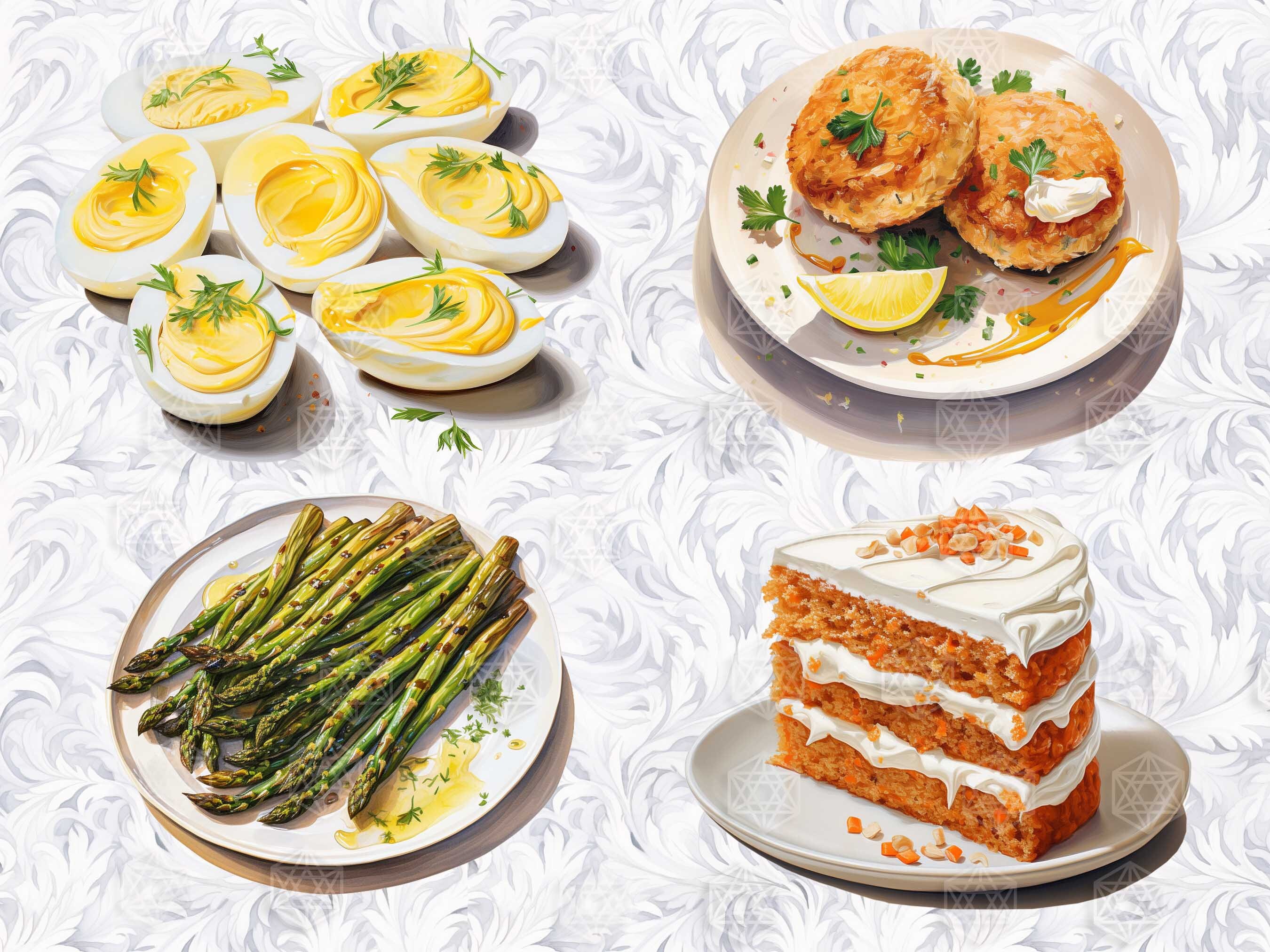 Easter Food Clipart, Watercolor Food Clip Art, Easter Food PNG, Holiday ...