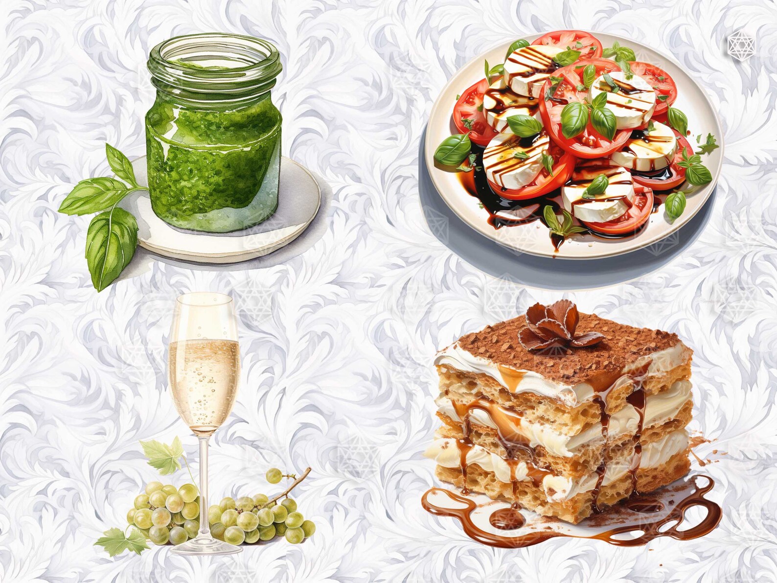 Italian Food Watercolor Clipart Bundle, Transparent PNG, Digital ...