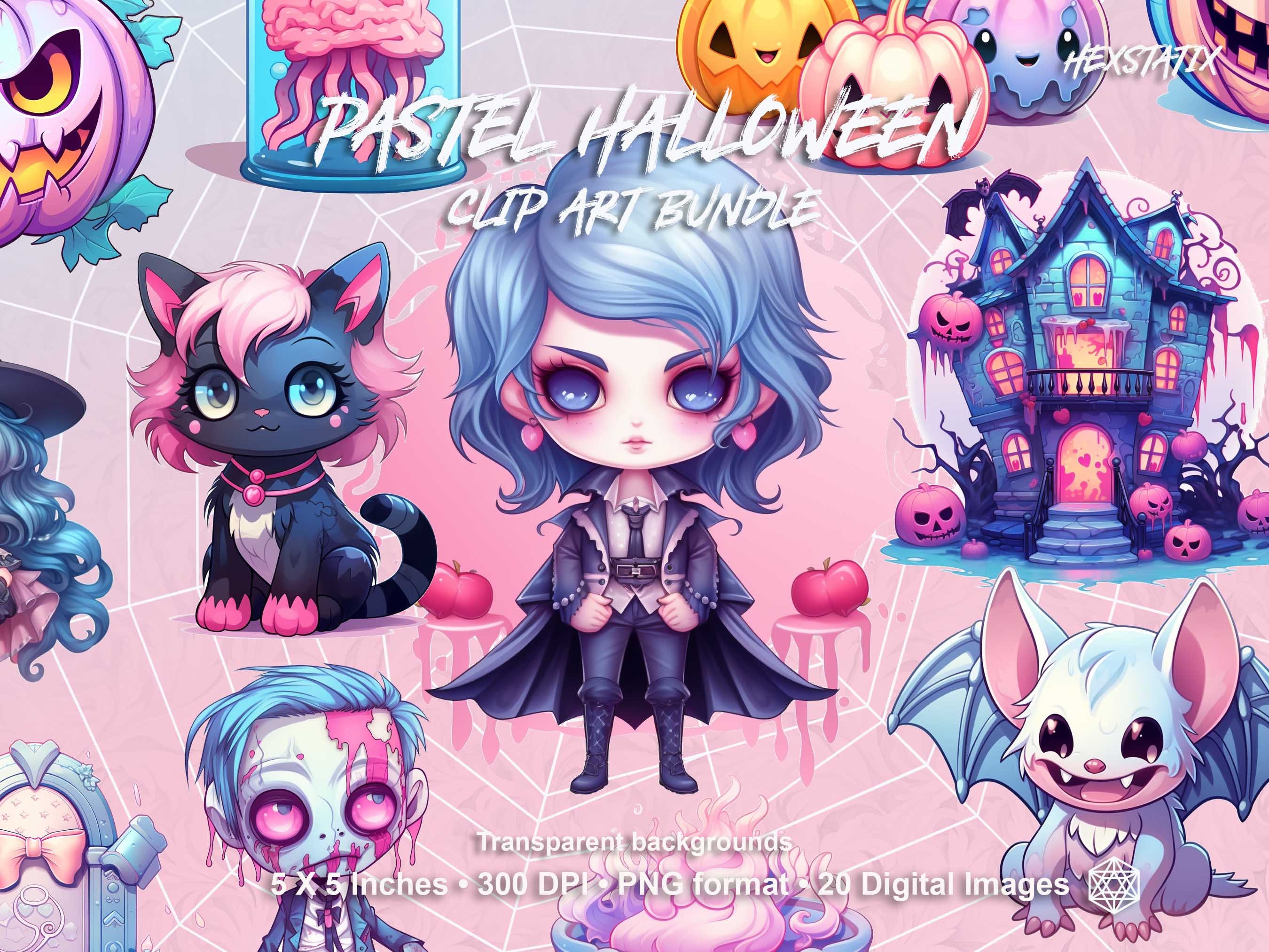 Pastel Halloween Clipart PNG Pastel Goth Halloween Clipart - Etsy
