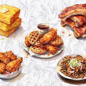 Soul Food Clipart, Watercolor Food Clip Art, Food PNG, Watercolor Food ...