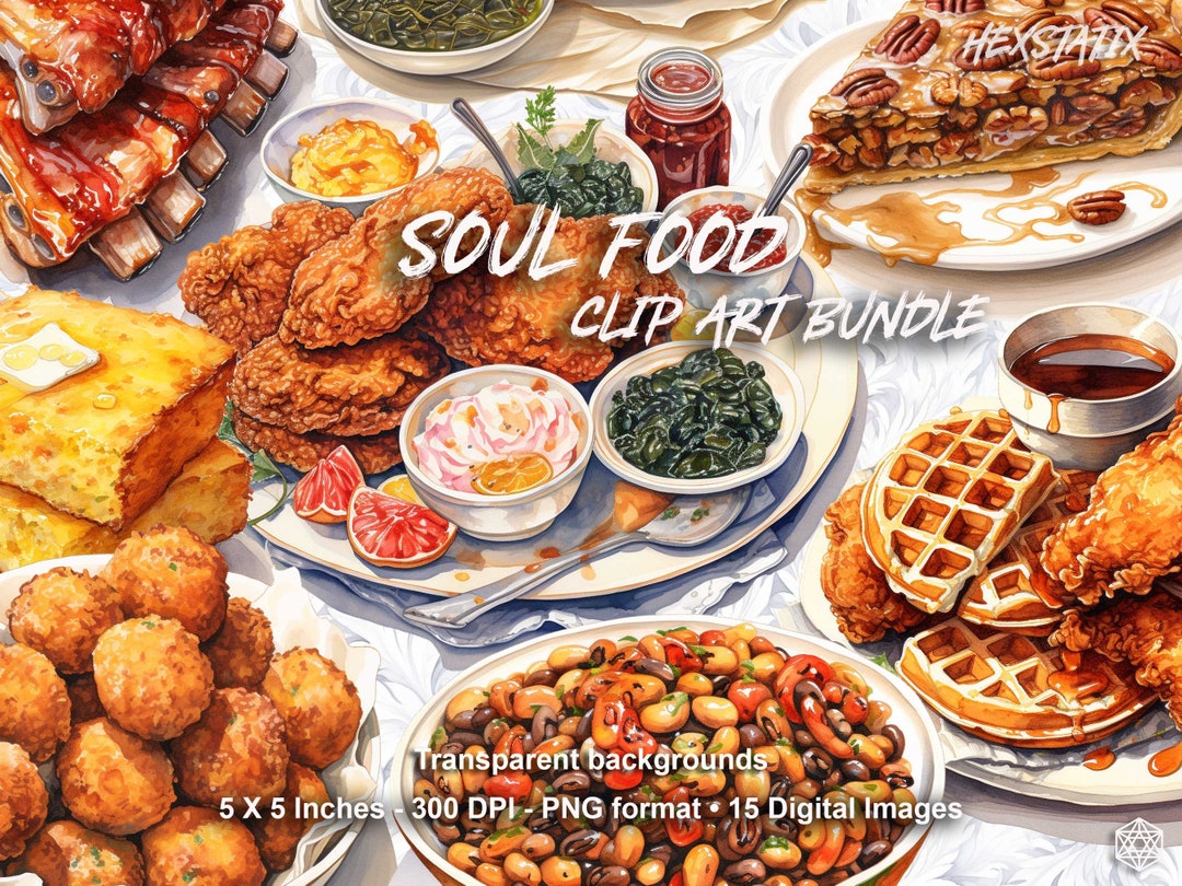 Soul Food Clipart, Watercolor Food Clip Art, Food PNG, Watercolor Food ...