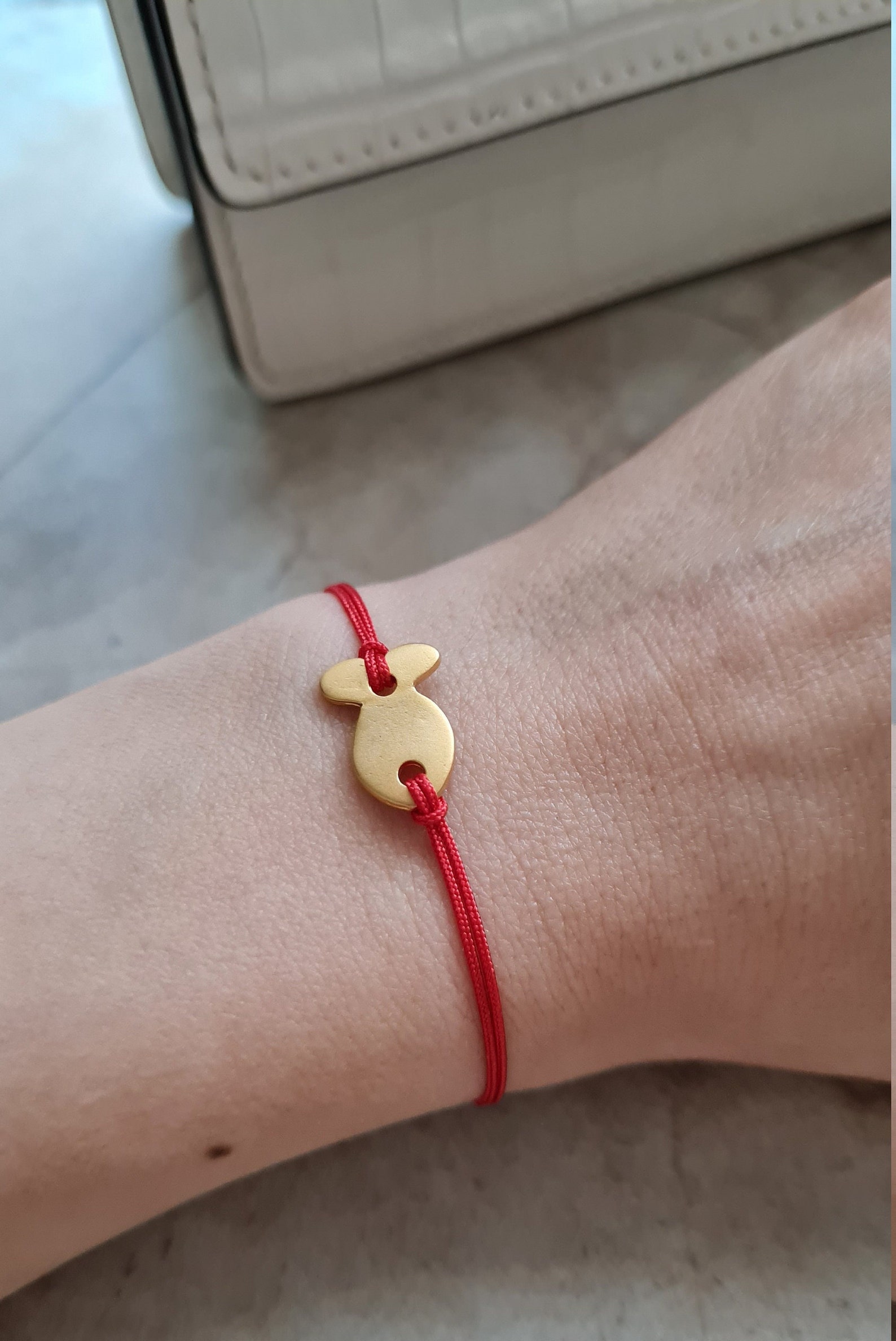14k Gold Plated Fish Charm Jewelry | Handmade Dainty Red Cord Bracelet ...