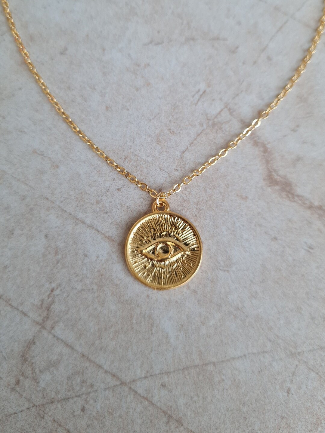 Chain Necklace With 14k Gold Plated Eye of Horus Third Eye - Etsy