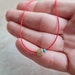 Handmade 14k Gold Plated Disc Necklace: Blue Beaded Dainty Red Cord ...