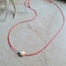 Handmade 14k Gold Plated Disc Necklace: Blue Beaded Dainty Red Cord ...