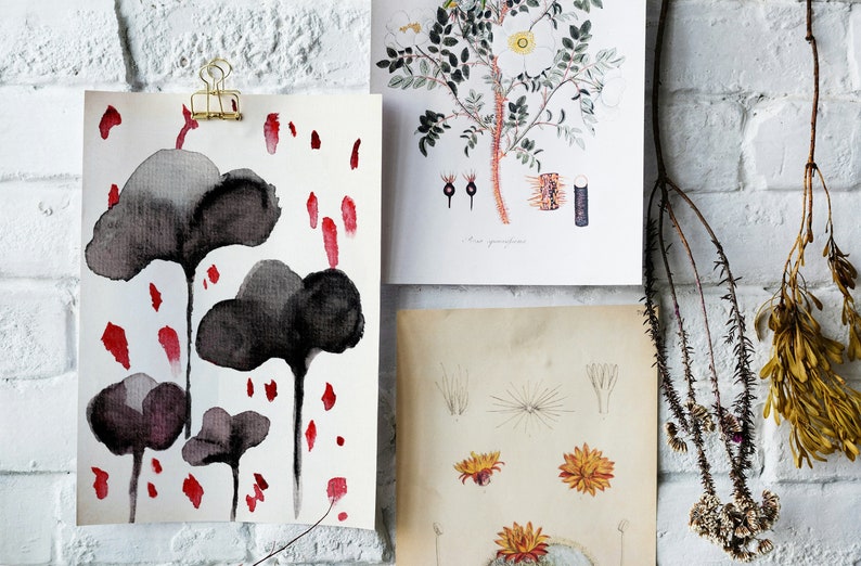 Wabi-sabi, flowers, art print, home design, minimal, digital art prints ...