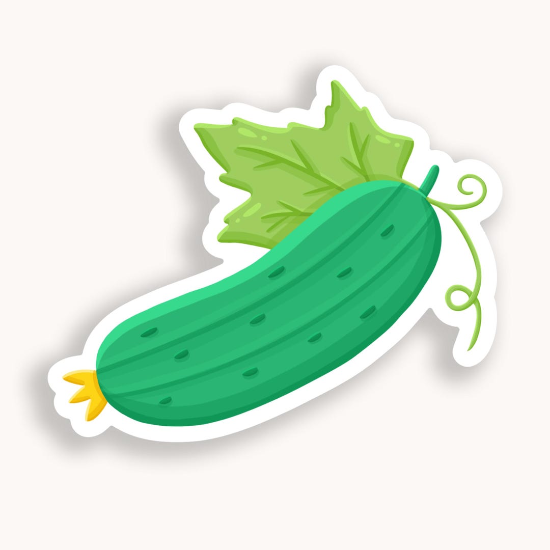 Cucumber Sticker 3x2.5", Food Stickers, Vegetables Sticker, Laptop ...