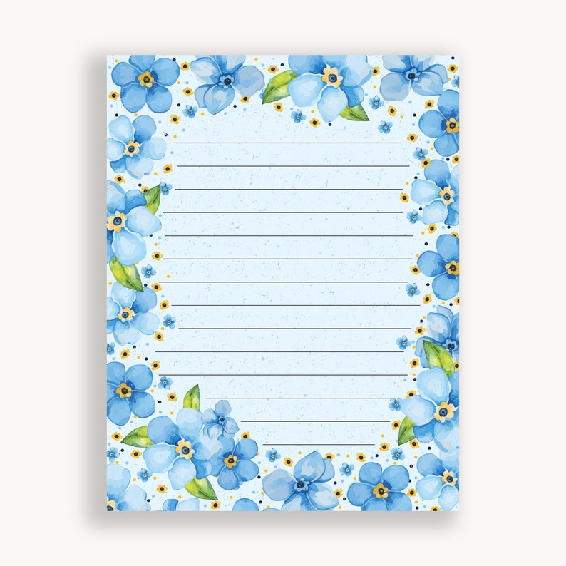 Forget-me-not Floral Notepad 4.25" X 5.5" | Cute Aesthetic Stationery ...