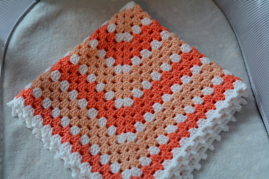 Mango Granny Square Crocheted Baby Blanket - Etsy