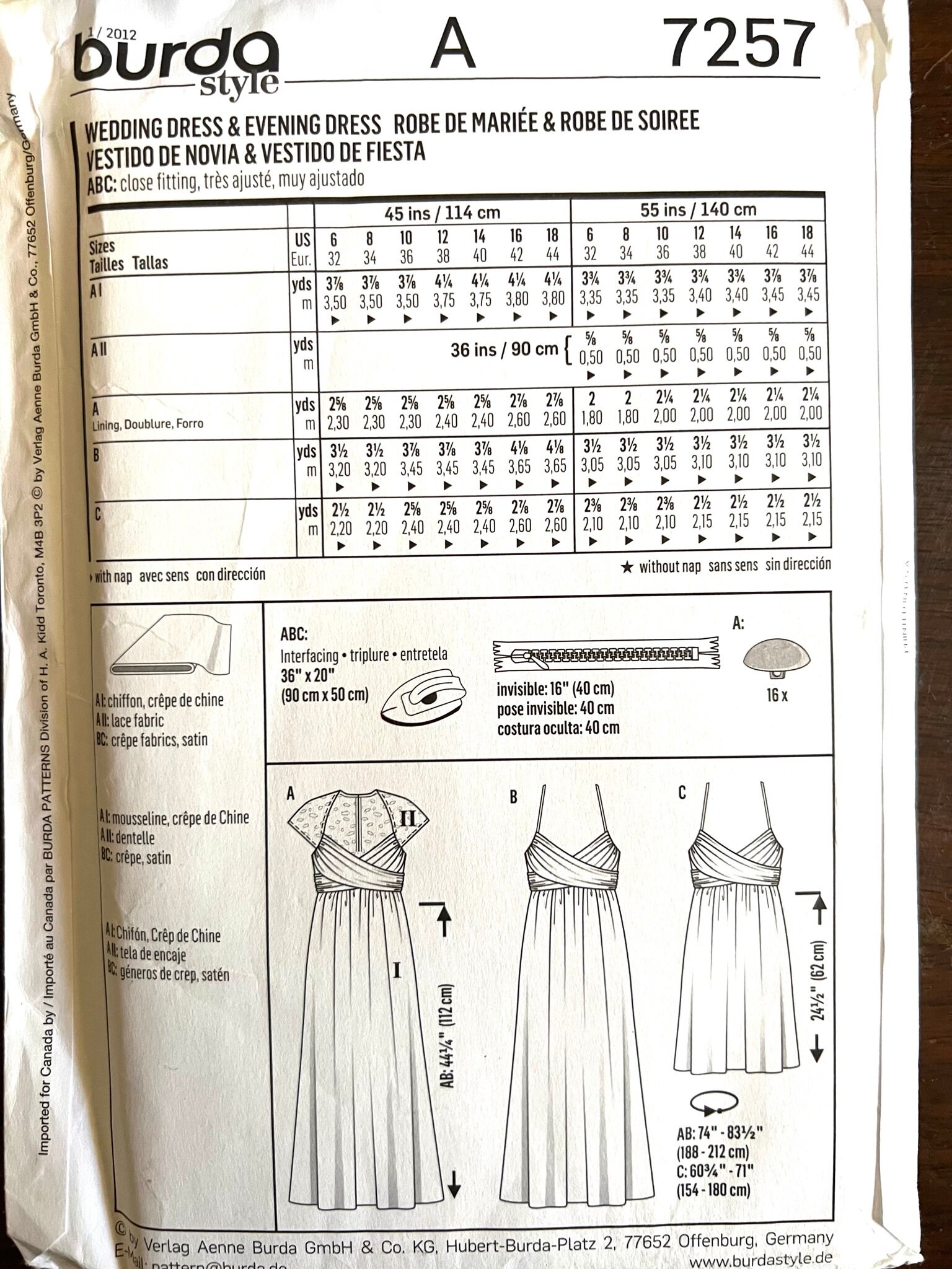 Uncut Burda Style Dress Sewing Pattern 7257 Sizes 6-18 or EU Sizes 32 ...