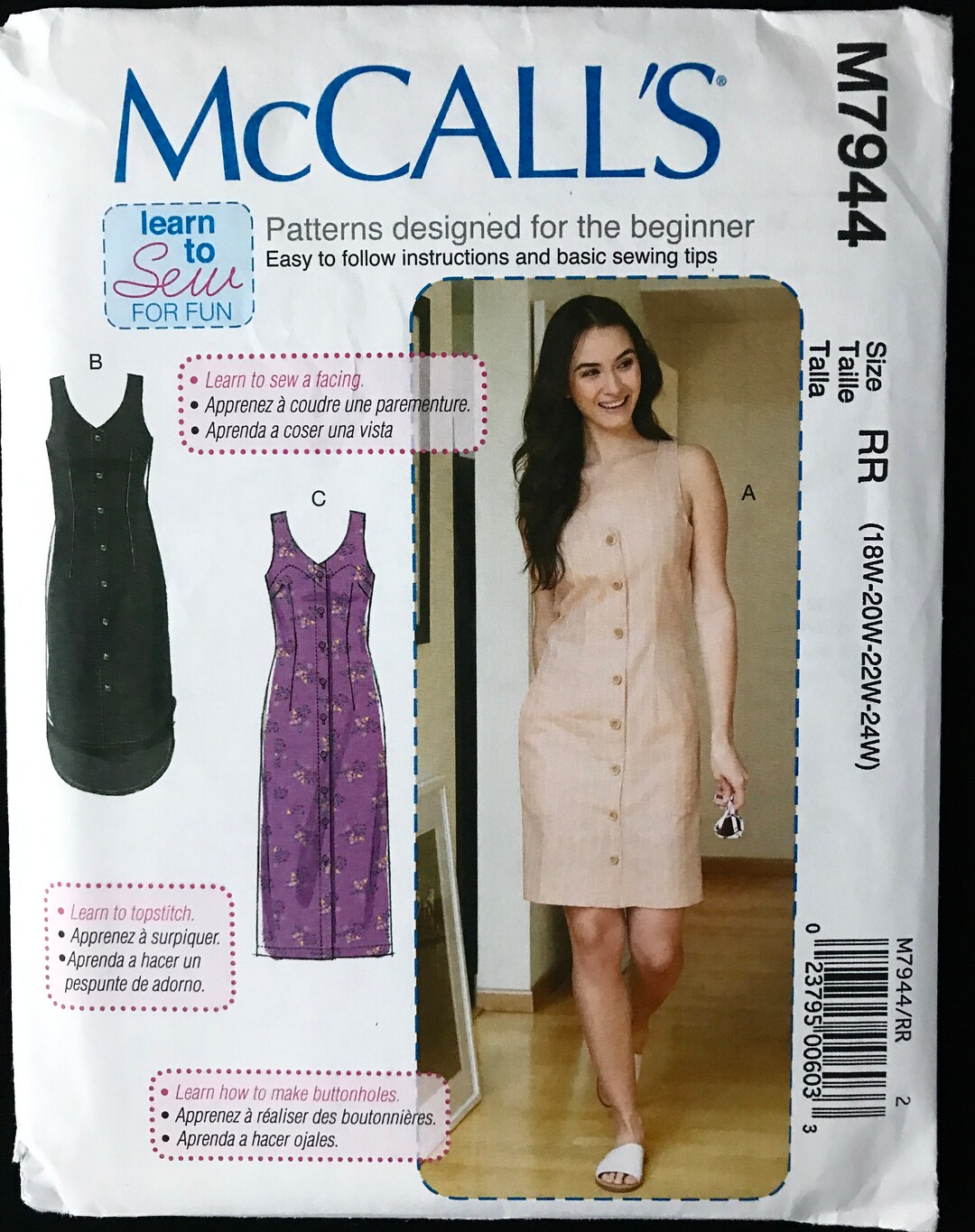 Uncut Mccall's Pattern M7944 - Sizes RR (18W-20W-22W-24W) - Etsy