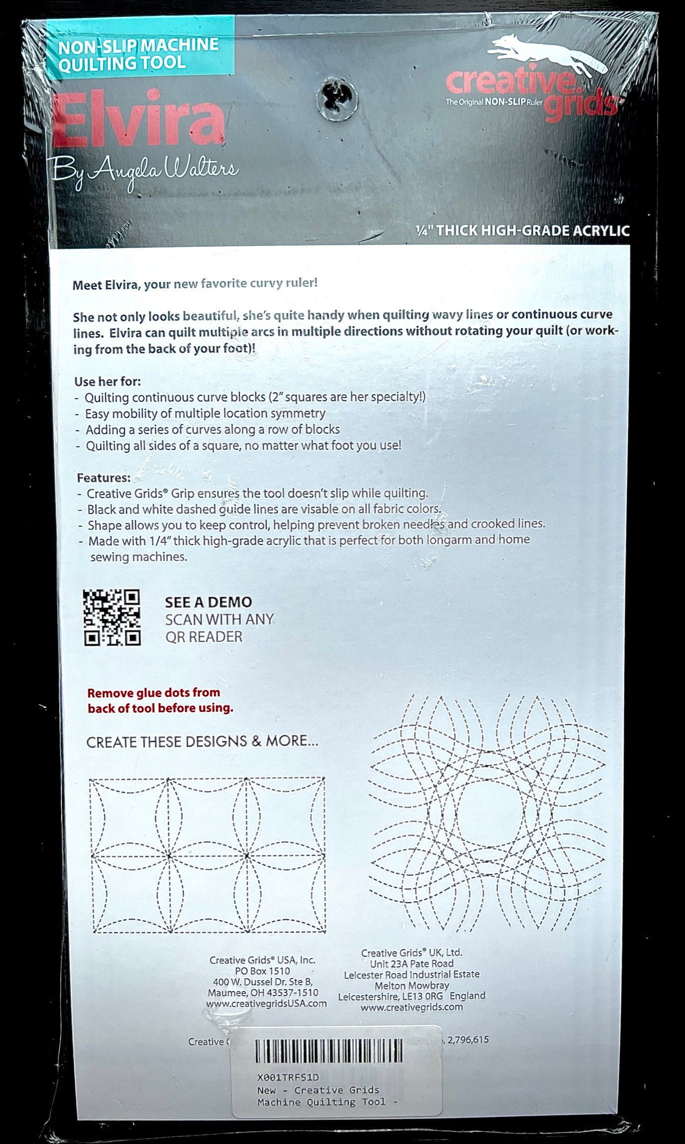 Creative Grids Non-slip Quilting Tool by Angela Walters Elvira Ruler ...