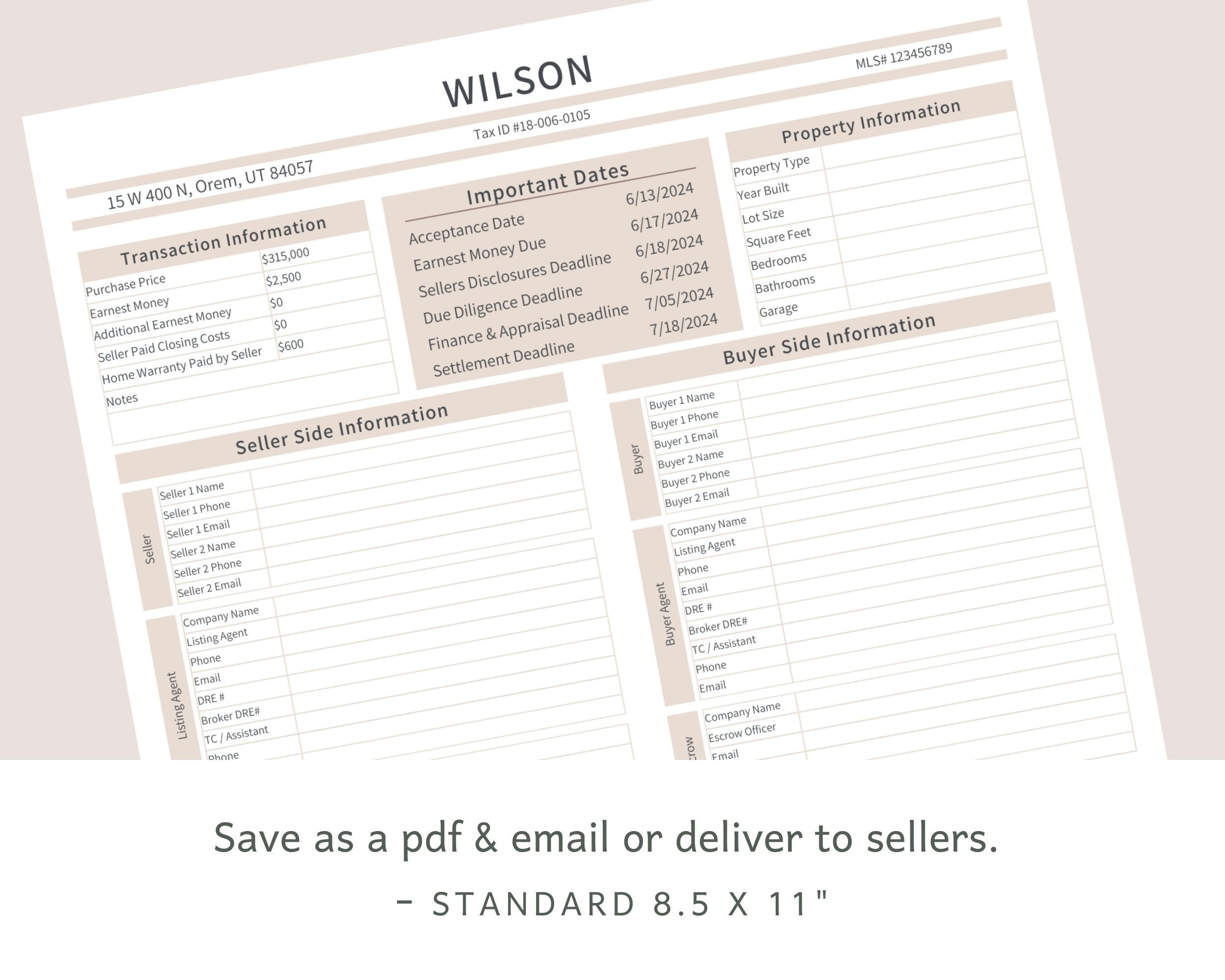 Essential Real Estate Transaction Summary: Key Details and Deadlines ...