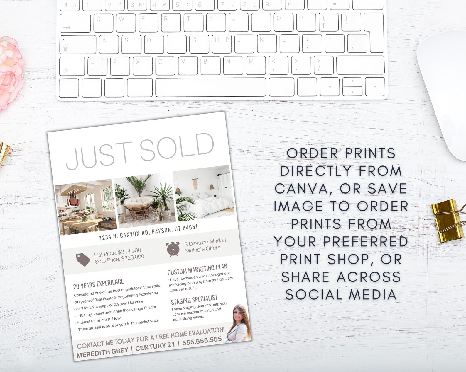 Real Estate Just Sold Flyer: Editable Canva Template (digital Download ...