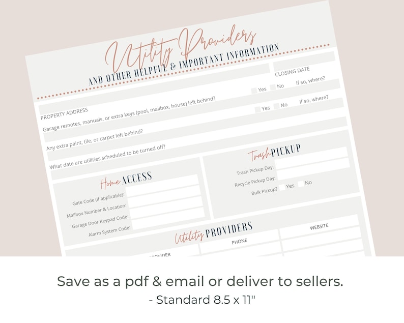 Real Estate Utility List Template: Editable Canva PDF (digital Download ...