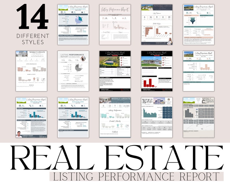 Listing Performance Report Bundle | Editable Canva Templates for Weekly ...