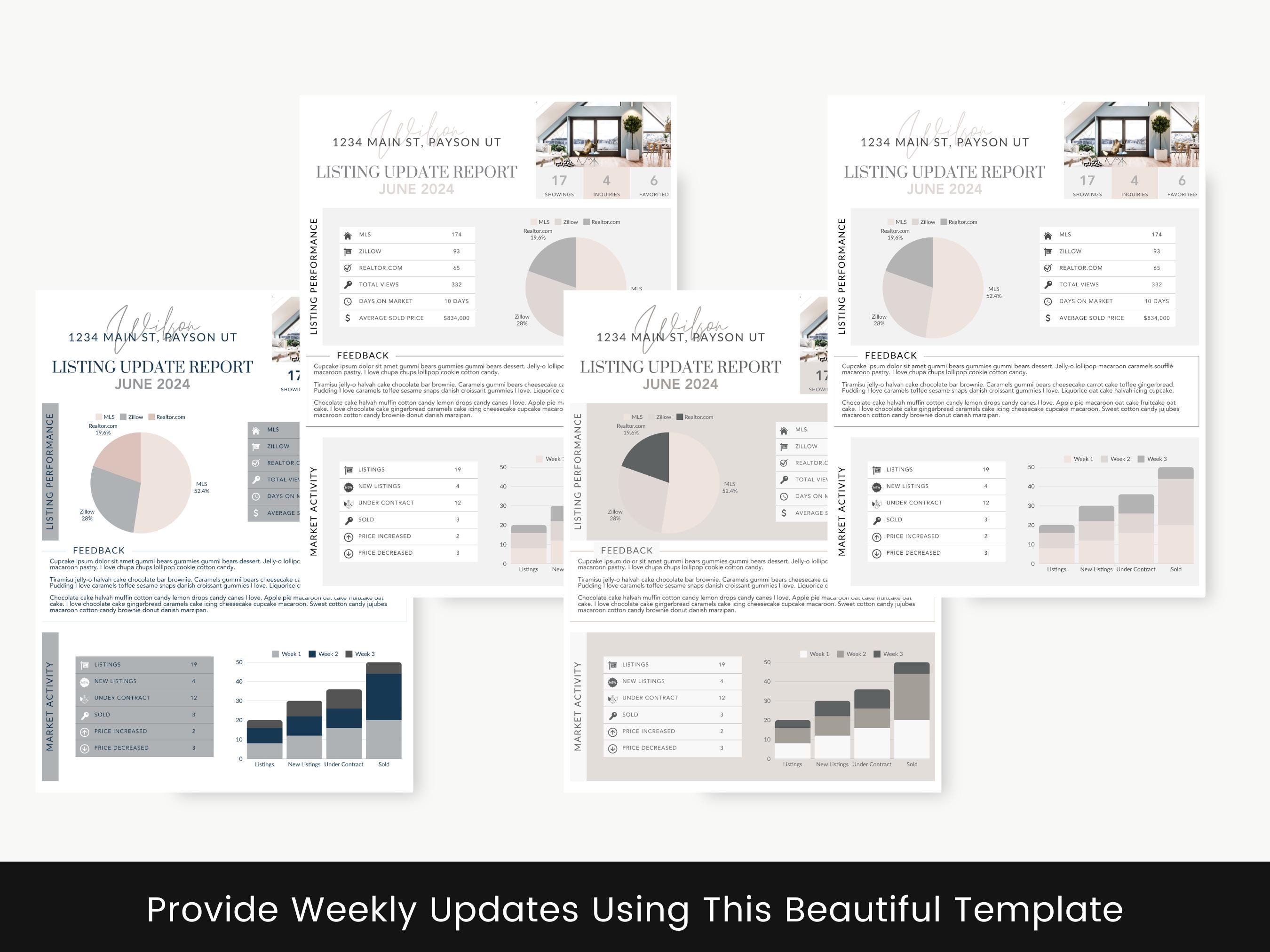 Real Estate Listing Update Report | Editable Canva Template for ...