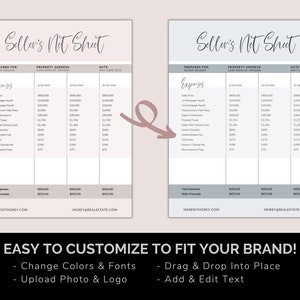 Seller Net Sheet Real Estate Canva Template Realtor Estimated Net Sheet ...