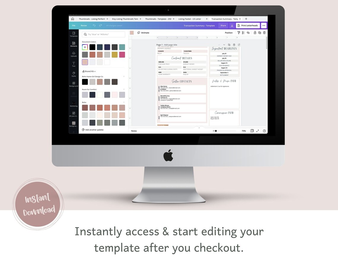 Double and Single-sided Transaction Summary Template: Real Estate Under ...
