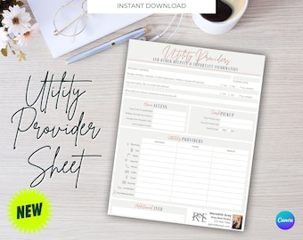 Real Estate Utility Information Sheet - Etsy