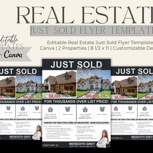 Editable Real Estate Just Sold Flyer Template | Canva | 2 Properties ...
