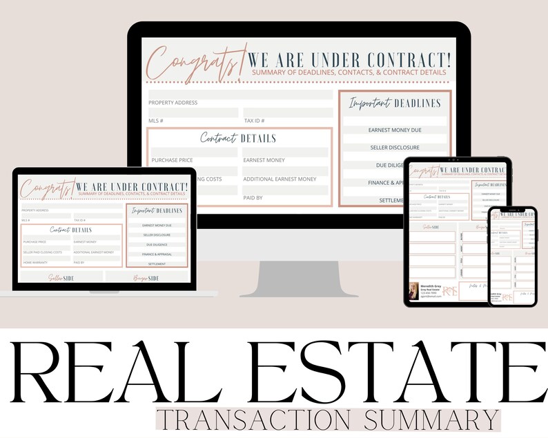 Real Estate Transaction Summary Template | Realtor Canva (digital ...