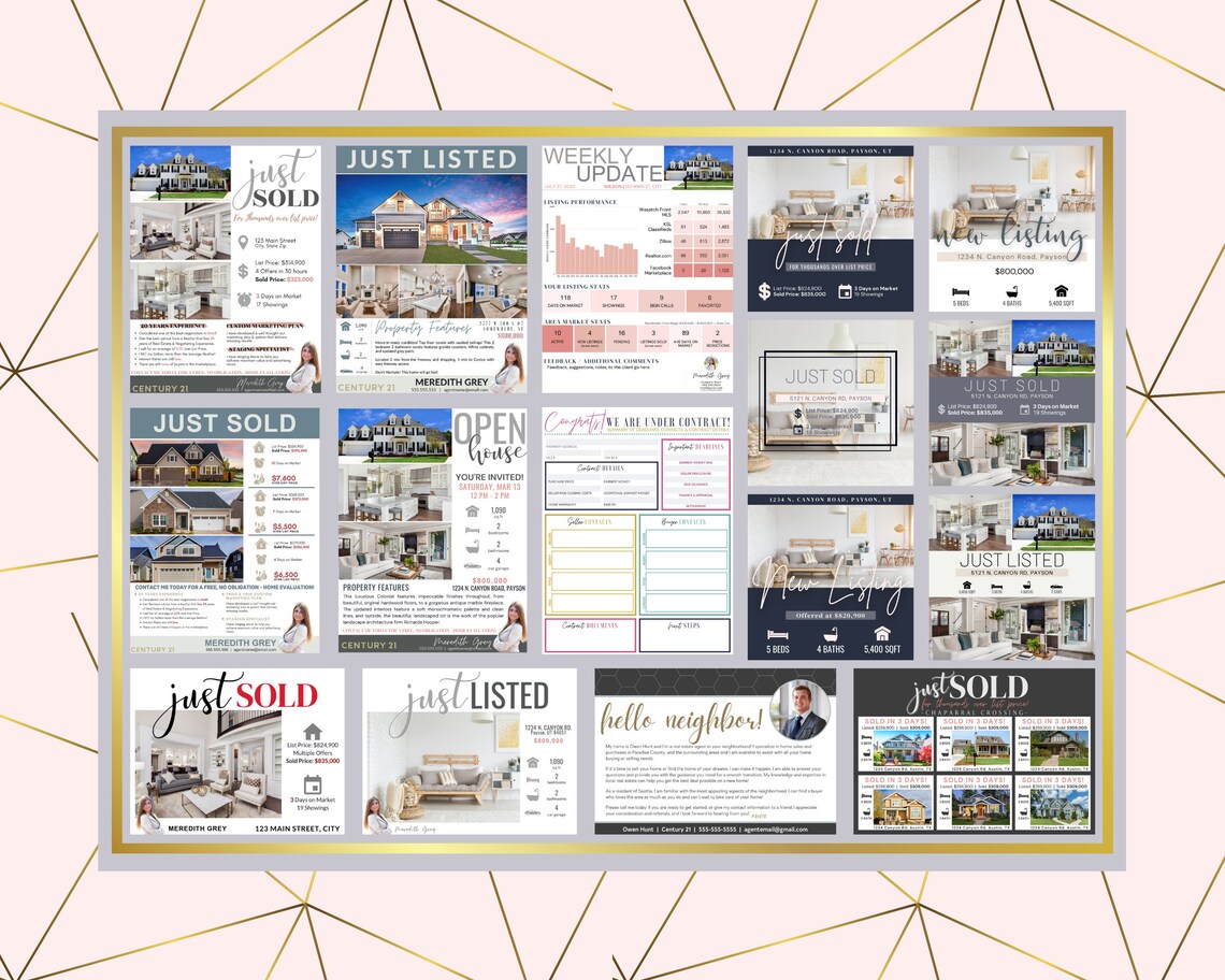 Real Estate Just Sold Flyer Editable Canva Template Realtor Farming ...