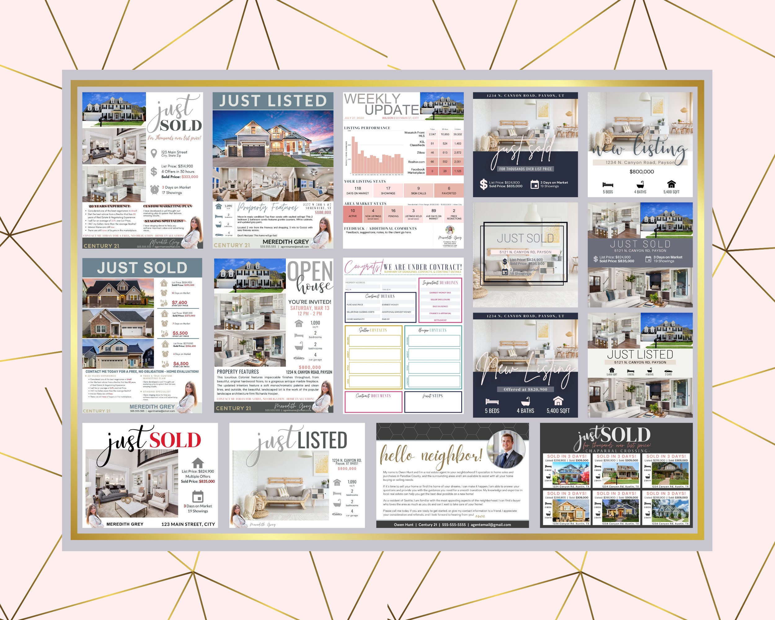 Real Estate Just Sold Flyer Editable Canva Template Realtor Farming ...