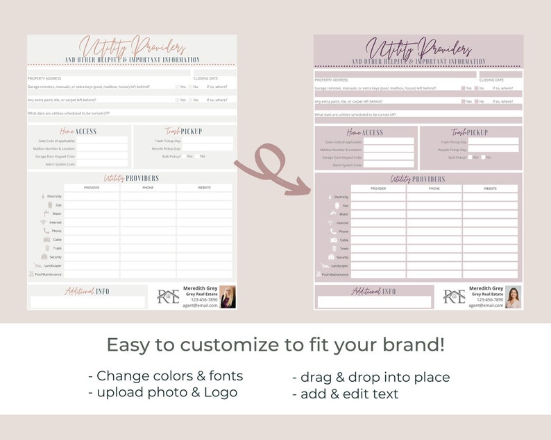Real Estate Utility List Template: Editable Canva PDF (digital Download ...