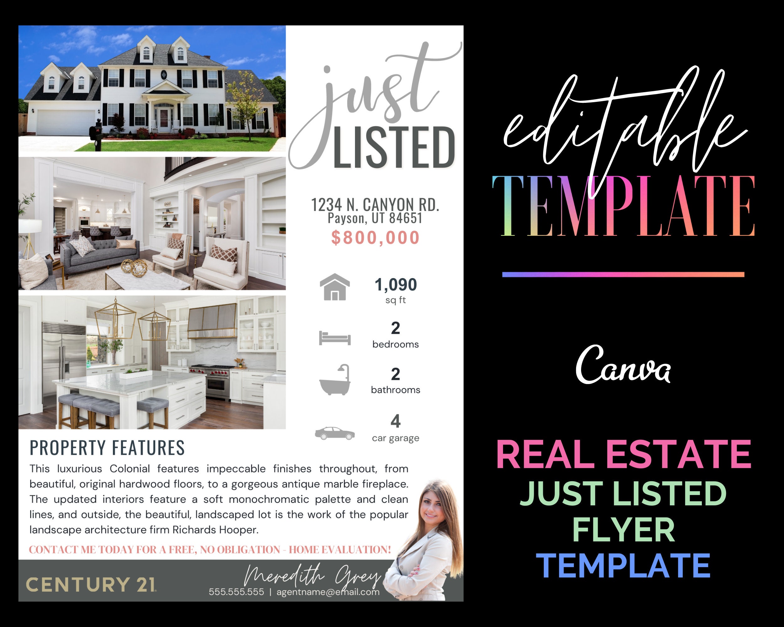 Real Estate Just Listed Flyer Template Etsy